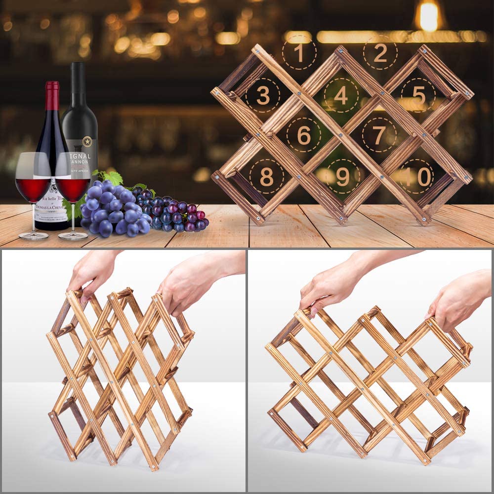 Criss-Cross Foldable Wooden Wine Rack Holder - 10 Bottle – styleSA