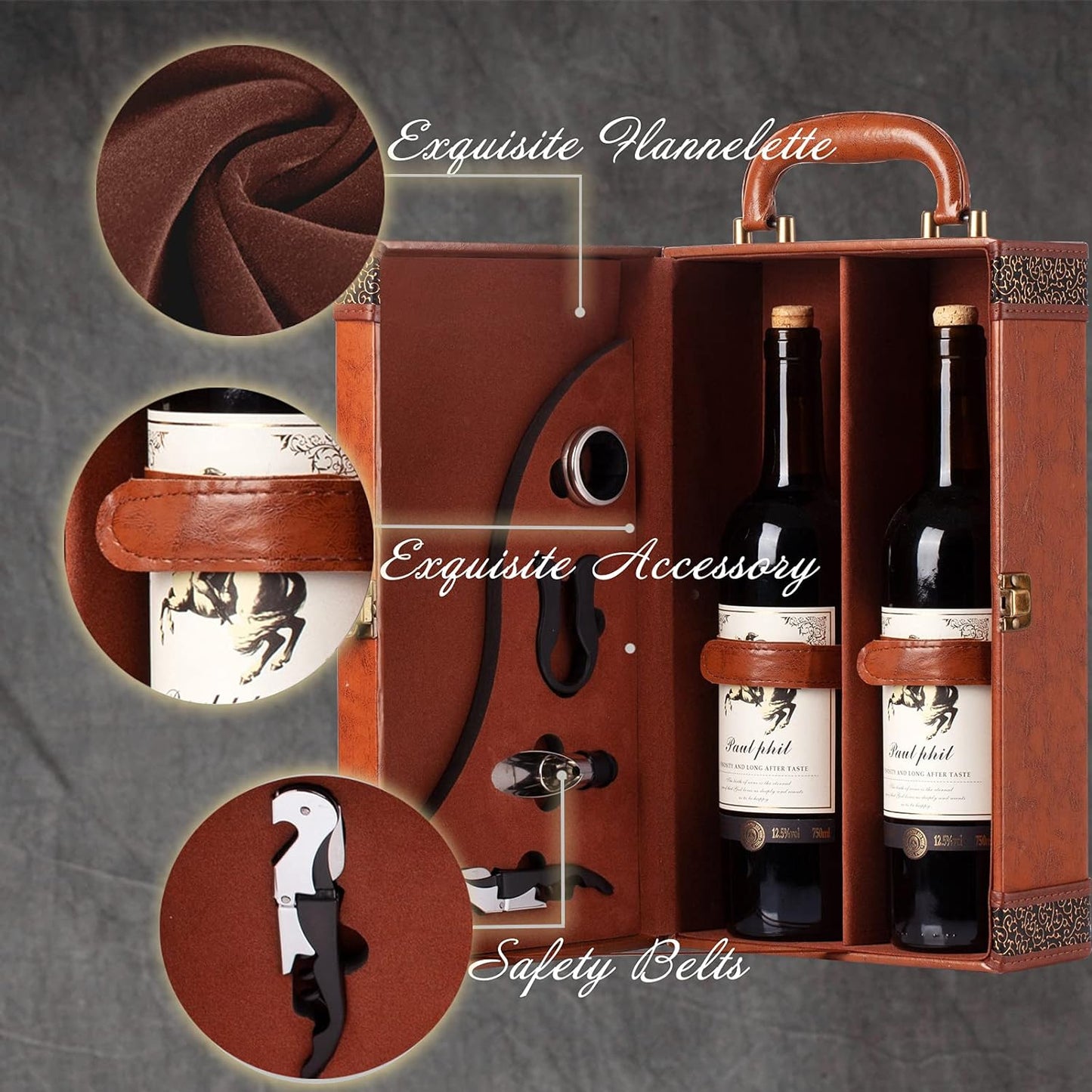 2 Bottle Luxury Wine Box Gift Set - Brown – styleSA